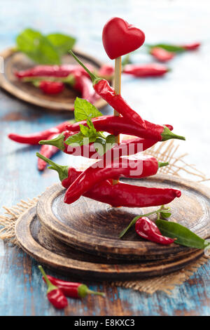 Fresh Mint And Chili Peppers Stock Photo - Alamy