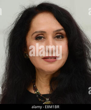 Author Raja Alem of Suadi Arabia poses during the Frankfurt Book Fair ...