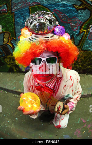 Clown Zombies on a Zombie Walk in Brighton, East Sussex, UK Stock Photo ...