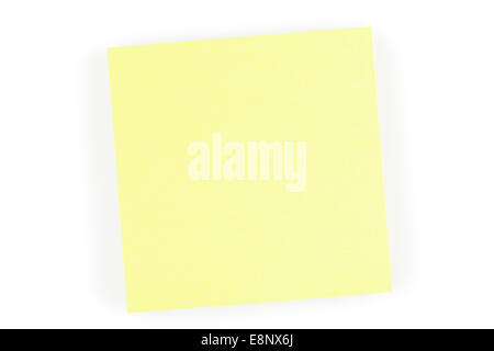One blank square yellow sticky paper with buttonon A White Background ...