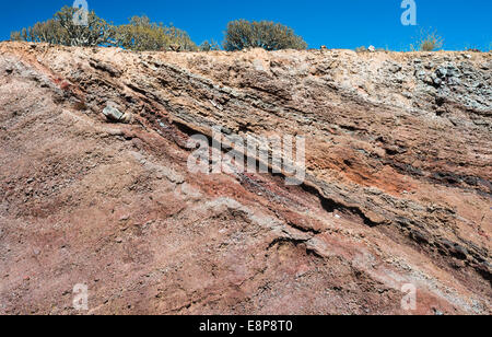 Dissected scoria cone, with alternating ash and lapilli beds, tabaiba ...