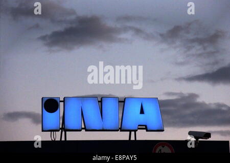 INA Croatian oil company logo on the wall, Zagreb, Croatia Stock Photo ...