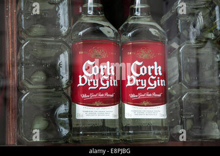 Cork Dry Gin Bottles in Pub Window Stock Photo - Alamy