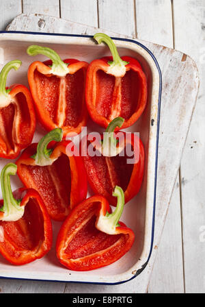 Chopped red capsicum Stock Photo - Alamy