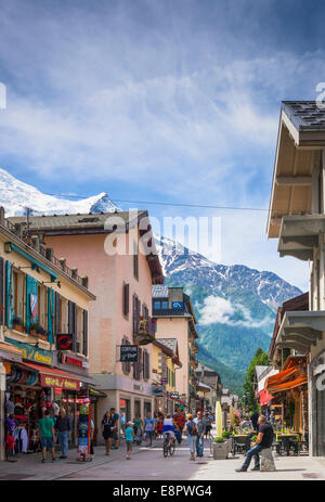 Chamonix, France, center of town with Mont Blanc in background Stock ...