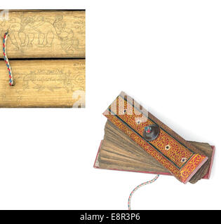 Sri Lanka: Palm leaf manuscript with religious scripts, Asgiriya Vihara ...