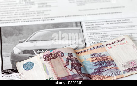 Receipt for payment of a fine for violation of traffic rules and money ...