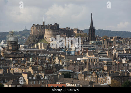 Aerial views of Edinburgh city, seen from the top of Arthur's Seat, in ...