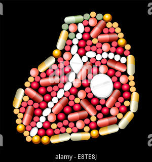 Pills that shape a cow. Symbol for cattle healthcare issues, medicine ...