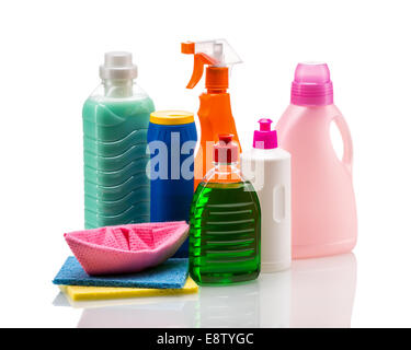 Cleaning product plastic container for house clean on white background ...