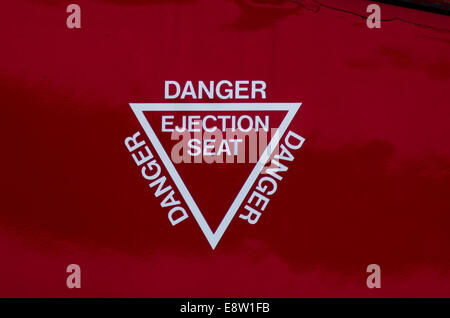 fuselage of plane with danger, ejection seat sign, duxford, england ...