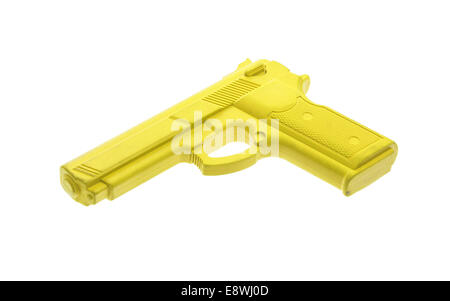 Yellow training gun isolated on white Stock Photo - Alamy