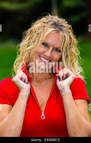 Beautiful middle age casual adult woman over isolated background very ...