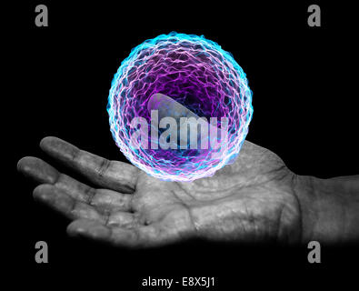 Female witch with magical crystal ball predicting future. Woman fortune ...