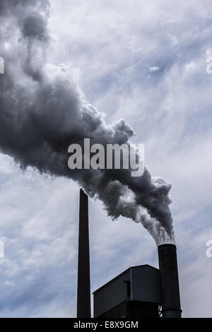 A steel mill in Australia emitting a plume of smoke or steam Stock ...