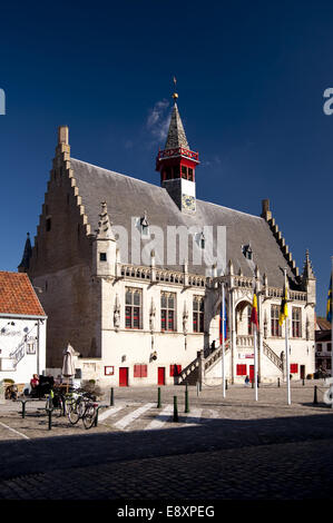 Medieval Town hall of the city of Damme, near Bruges in Belgium Stock ...
