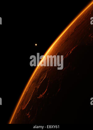 Mars - the red planet. Cold desert on Mars. Martian Landscape. 3D ...