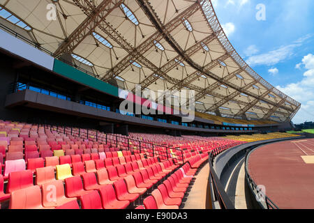 Grandstand stadium with yellow seats outdoors front view Stock Photo ...