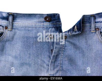 pair of denim jeans unbuttoned isolated Stock Photo - Alamy