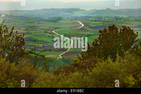 Landscape view of rural Serbian countryside with farms and towns Stock ...