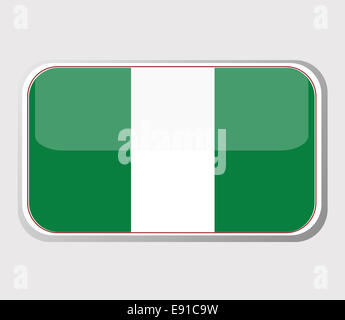 Nigeria national flag in a glossy circle shape with chrome frame. 3D ...