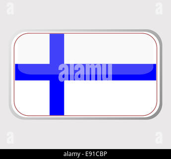 Finland national flag in a glossy circle shape with chrome frame. 3D ...