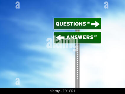 Questions and answers street sign Stock Photo - Alamy