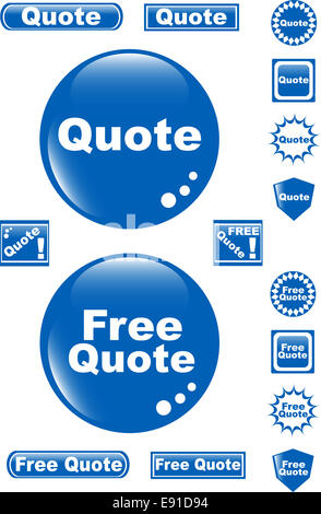 Free quote icon. Internet button on white background Stock Photo - Alamy
