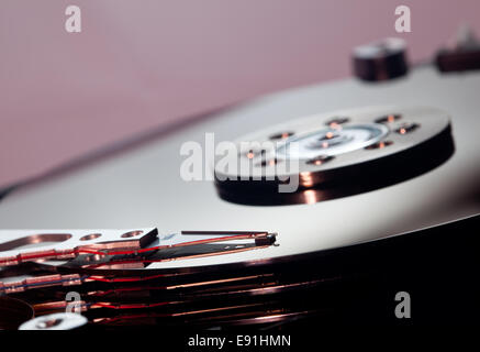 The interior of the hard disk. Electronic system. Printed circuit board ...