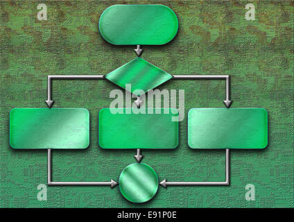 Glowing blue flowchart diagram Stock Photo - Alamy
