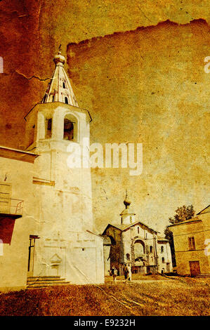 Old church on grunge paper background Stock Photo - Alamy