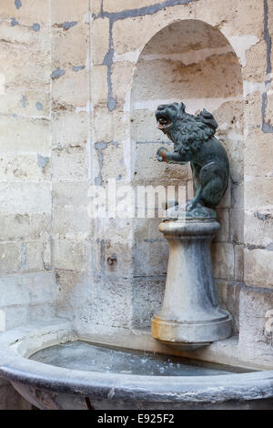 A vertical shot of a lion water fountain Stock Photo - Alamy