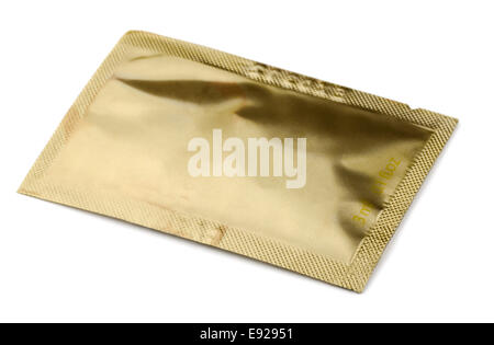 Blank yellow plastic sachet for medicine, drugs, coffee, sugar, salt ...