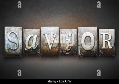 The word SAVIOR written in vintage etched colorful type Stock Photo - Alamy