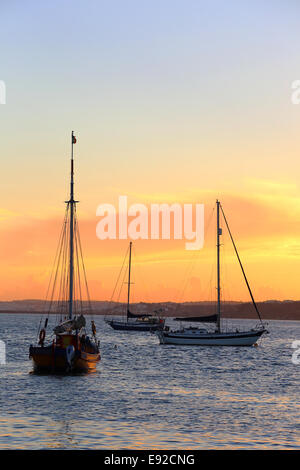Sunset, Alvor Harbour, Alvor, Algarve, Portugal, Summer 2007 Stock ...