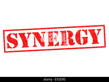 Synergy symbol over white background. Concept of team building or ...