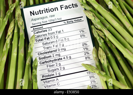 Asparagus nutrition facts Stock Photo - Alamy