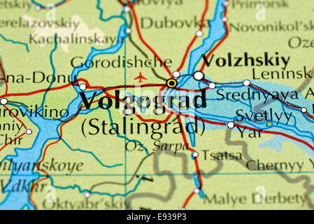 Map close up of Volgograd / Stalingrad, Russia Stock Photo - Alamy