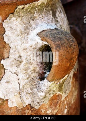 Handmade clay jugs, detail of some old clay pots, tradition and ...