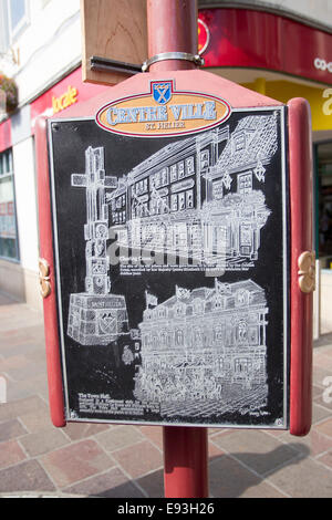 Tourist information map and sign for St Helier Jersey in English French ...