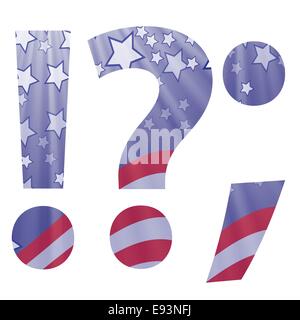 colorful illustration with american flag question mark on a white ...