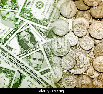 Assorted American coins and banknotes Stock Photo - Alamy