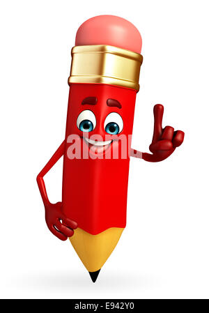 Cartoon Character of pencil is pointing Stock Photo - Alamy