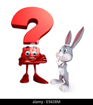Cartoon Character of Easter Bunny with question mark sign Stock Photo ...