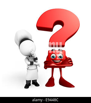 Illustration of young chef with question mark Stock Photo - Alamy