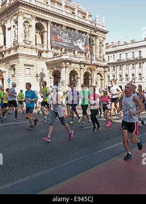 Budapest Spar Marathon runners on Andrássy Avenue, in front of the ...