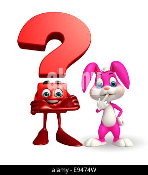 Cartoon Character of Easter Bunny with question mark sign Stock Photo ...