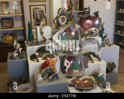 Shop and workshop of Hydria pottery art in Samos Greece demonstrating ...