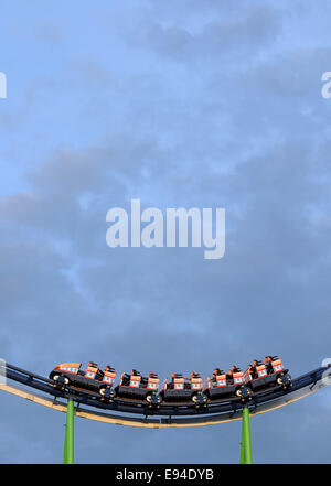 Bremen, Germany. 18th Oct, 2014. People use the funfair ride 'Flash' at ...