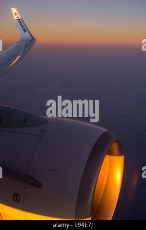 View out the window of a Ryanair Boeing 737-800 flight in the early ...